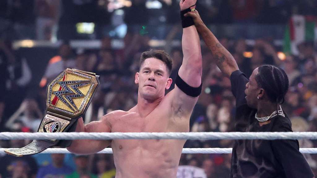Travis Scott Aids John Cena in Winning WWE Title at Wrestlemania